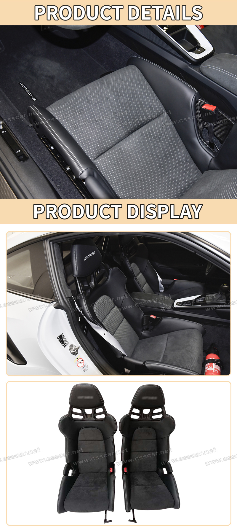 For Porsche 718 911GT3 RS style Seat trim